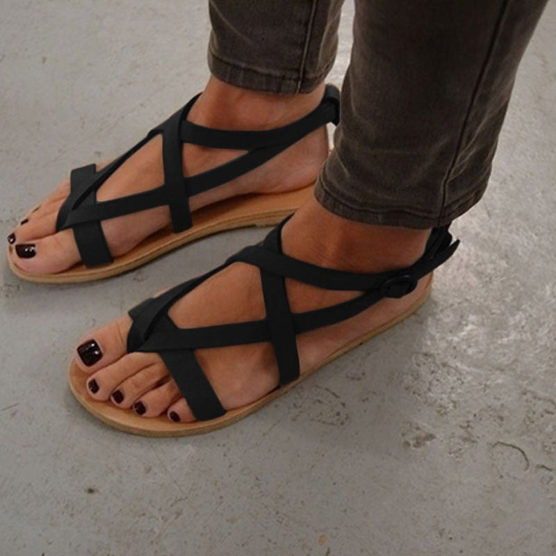 Women Flip-Flops Flat Bottom Cross Strap Sandals – byshoppy