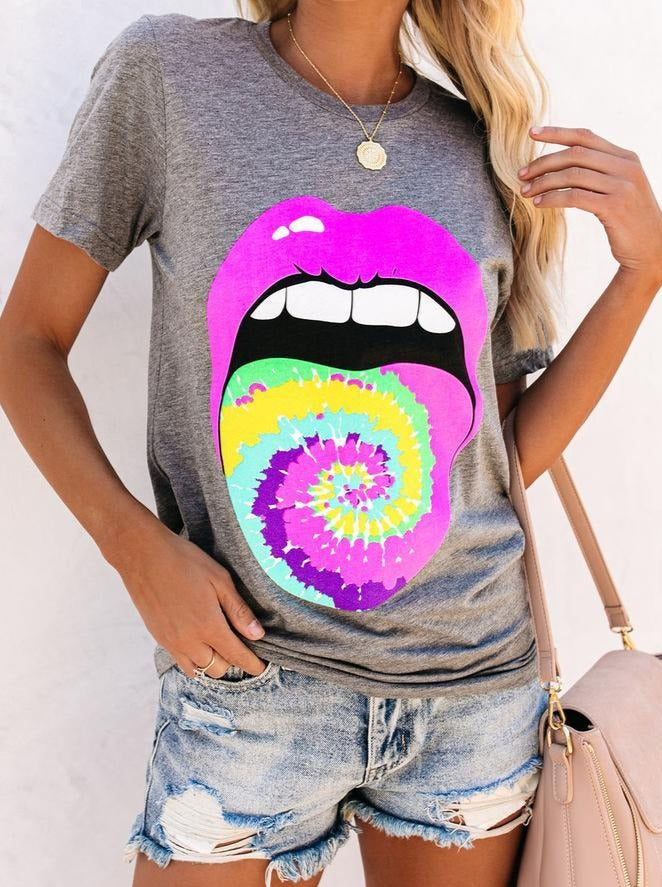 Loopy Doopy Tie Dye Tongue & Lips Women's T-Shirt – byshoppy