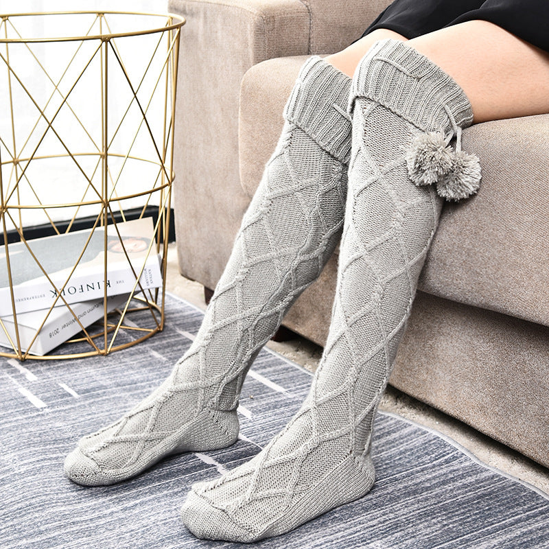 Women's Winter Fur Ball Lace Stockings – byshoppy