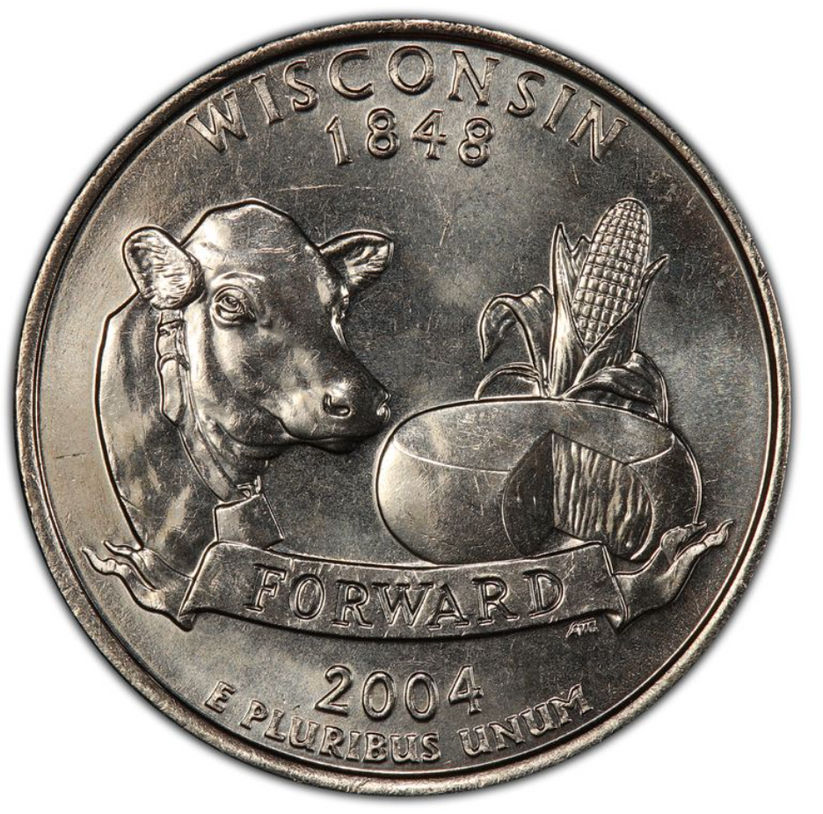 2004-D 25C Wisconsin Quarter Extra Leaf Low – byshoppy